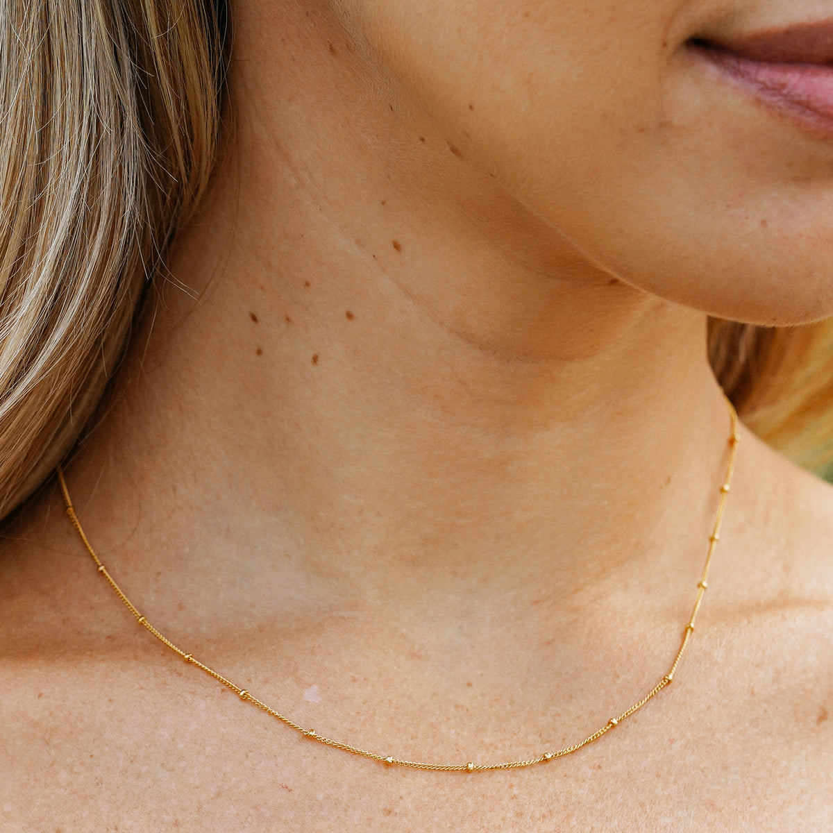 Simple Everyday Gold Bead Necklace – Wild Moonstone